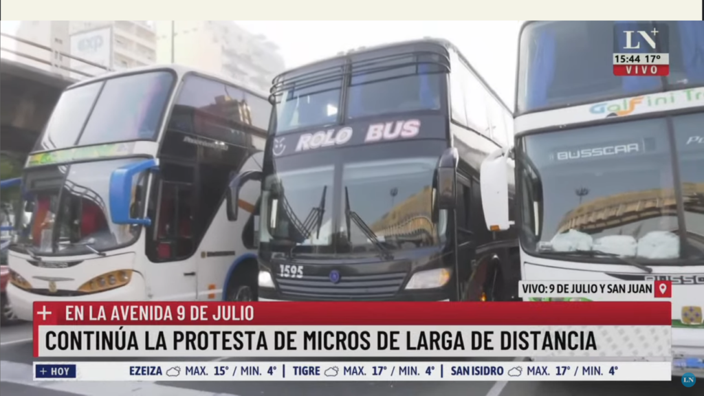 Corte en la 9 de Julio: choferes de micros de larga distancia piden respuestas al Ministerio de ...